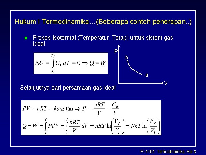 FI1101 Kuliah 14 TERMODINAMIKA Hukum Termodinamika ke0 Hukum