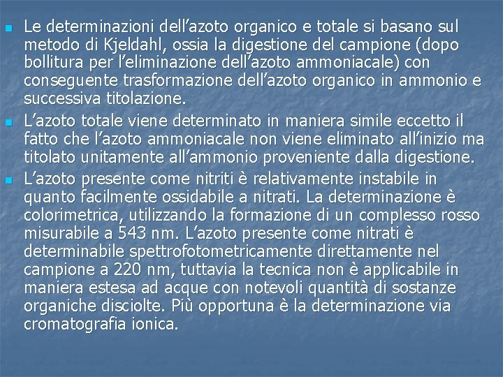 Tipologia delle acque di scarico e parametri caratteristici