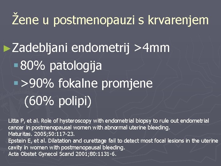Ultrazvuk endometrija u postmenopauzi Boris Ujevi Postmenopauza ene