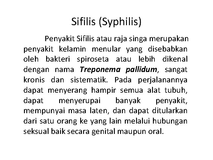 Penyakit Menular Seksual Sexually Transmitted Diseases Sifilis Gonore