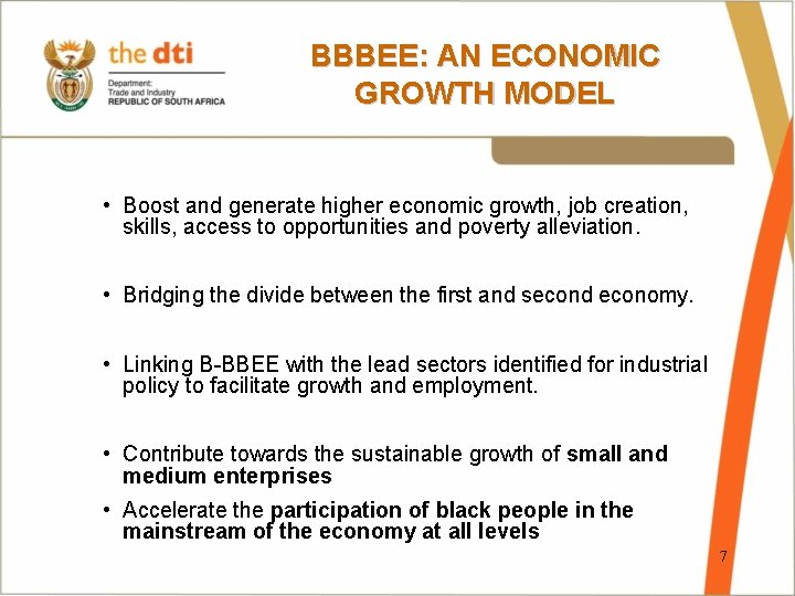 BBBEE CODES OF GOOD PRACTICE Portfolio Committee on