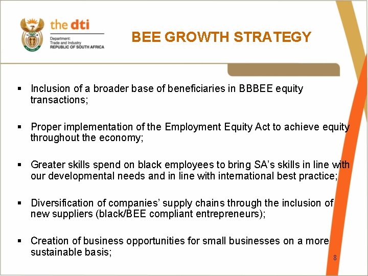 BBBEE CODES OF GOOD PRACTICE Portfolio Committee on