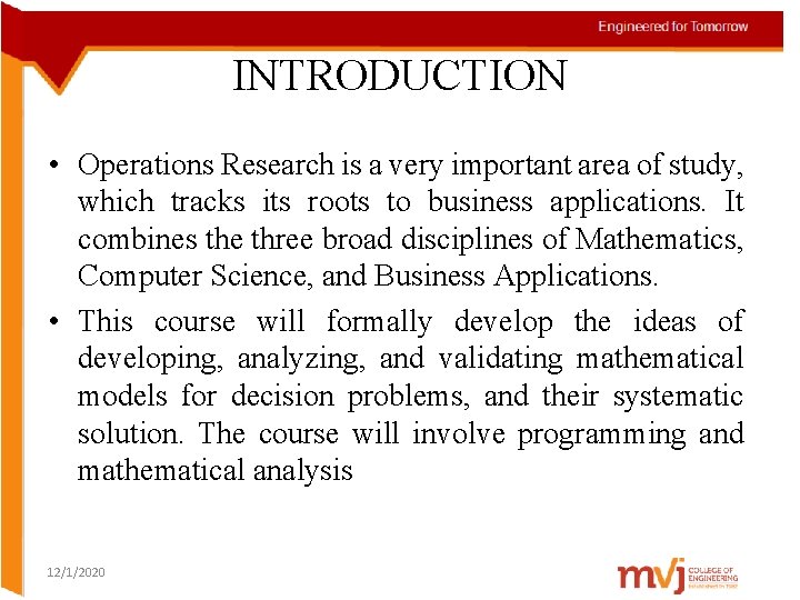 Subject Name OPERATIONS RESEARCH Subject Code 10 CS
