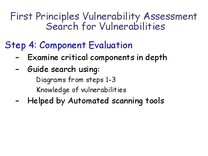 First Principles Vulnerability Assessment Elisa Heymann Manuel Brugnoli