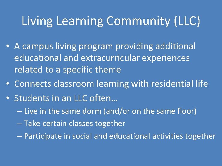 Introduction to Campus Living College Living Options On