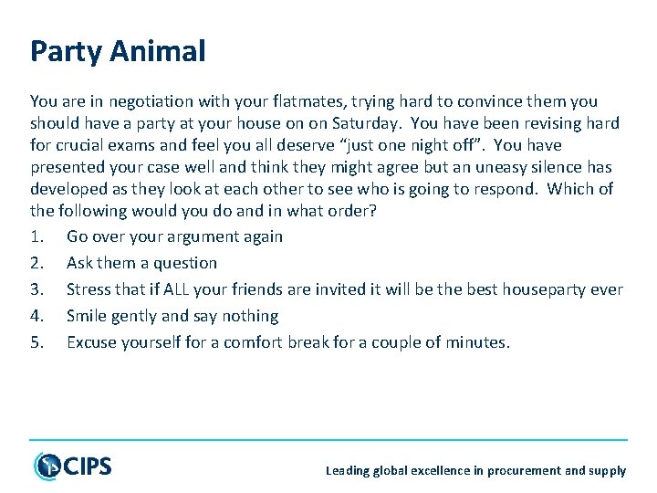 CIPS Mini Negotiation Challenge Leading global excellence in