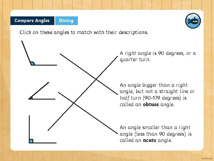National Curriculum Objectives Identify right angles recognise that