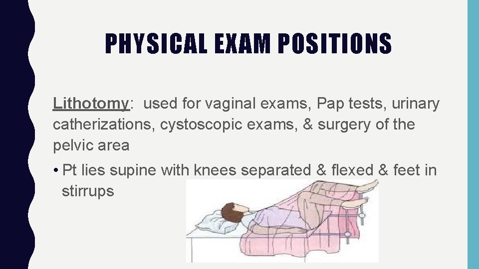 PHYSICAL EXAMS TYPES TECHNIQUES EQUIPMENT AND POSITIONS MEDICAL
