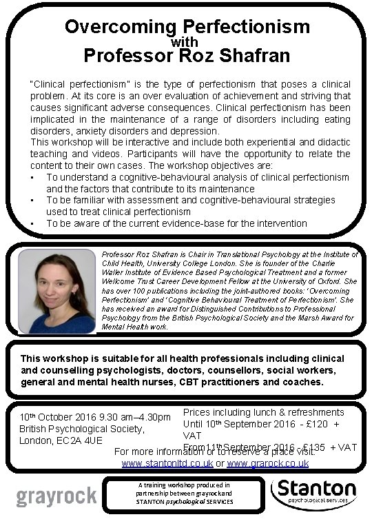 Overcoming Perfectionism with Professor Roz Shafran Clinical perfectionism