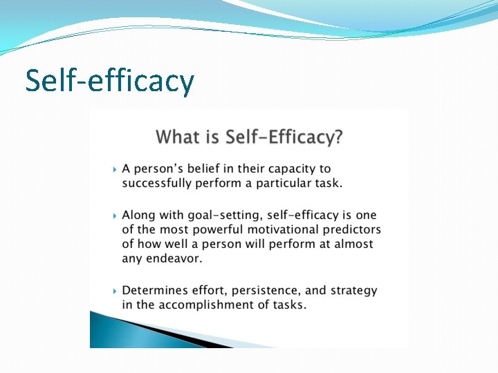 The importance of selfefficacy in learning performance Irina