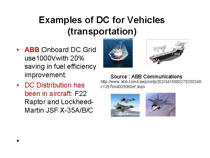 DC Distribution for Electric Vehicle Development Prof Eric