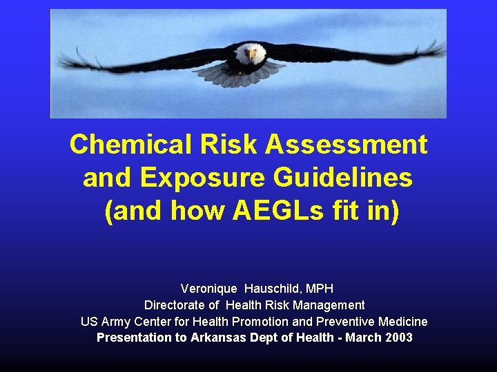 Chemical Risk Assessment and Exposure Guidelines and how