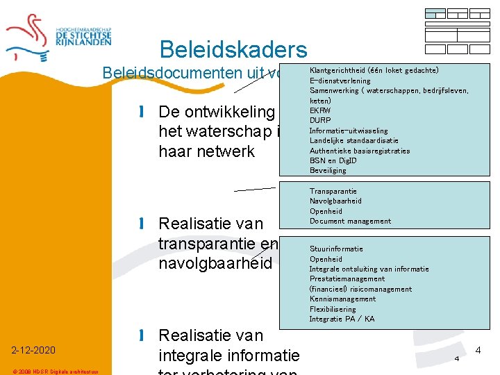 Informatieplan HDSR Informatiearchitectuur als basis voor ICT vernieuwing