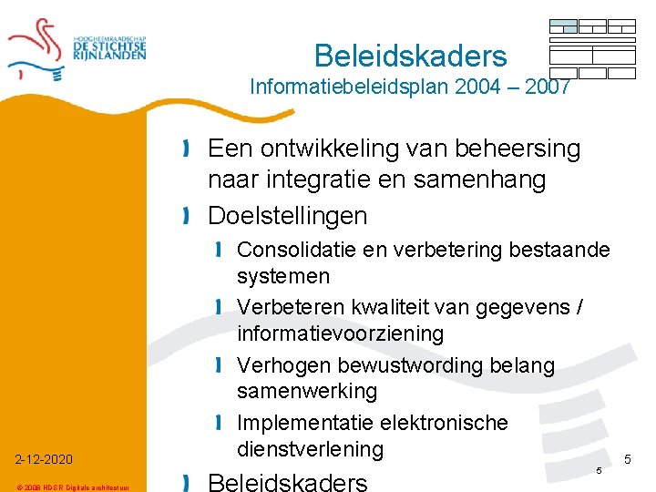 Informatieplan HDSR Informatiearchitectuur als basis voor ICT vernieuwing
