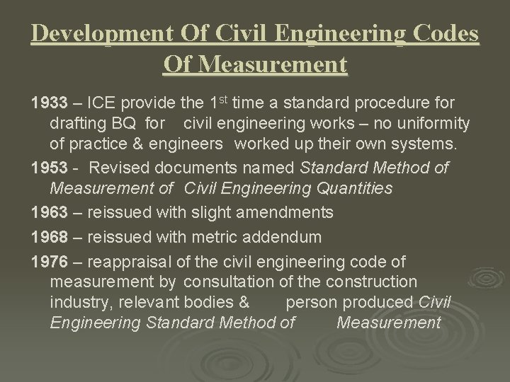 LECTURE 1 MALAYSIAN STANDARD METHODS OF MEASUREMENT FOR