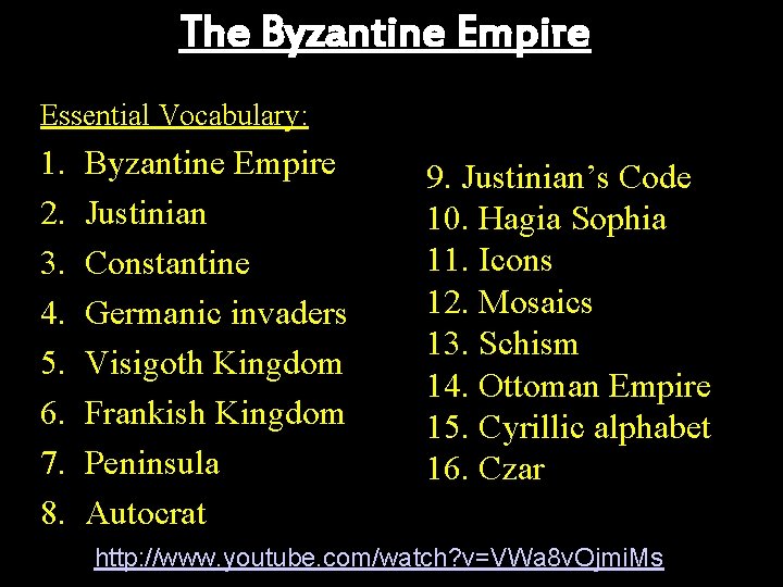 The Byzantine Empire Essential Vocabulary 1 2 3