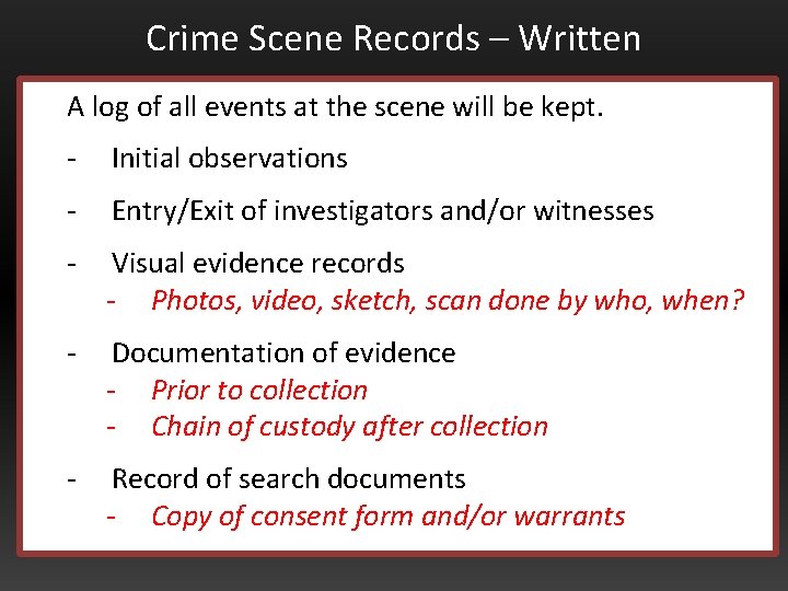 Unit 2 Crime Scene Basics Lesson 2 Assessing