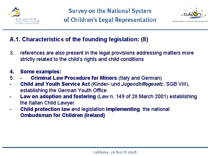 Survey on National Systems of Childrens Legal Representation