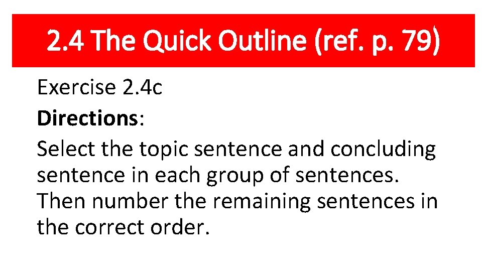 Section I Sentences The Writing Revolution The Hochman