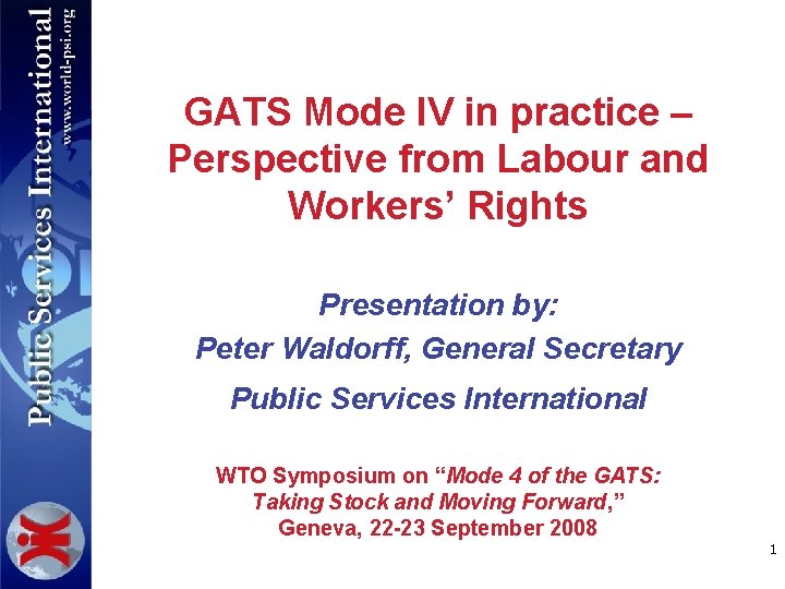 GATS Mode IV in practice Perspective from Labour