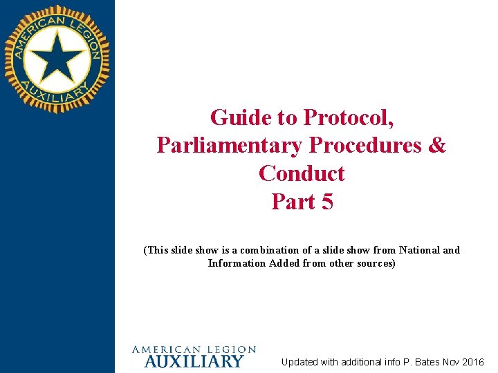 Guide to Protocol Parliamentary Procedures Conduct Part 5