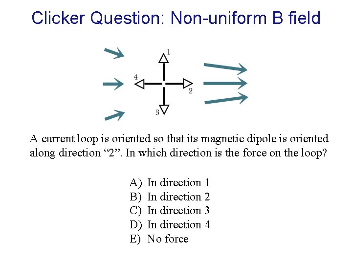Clicker Question Nonuniform B field A current loop
