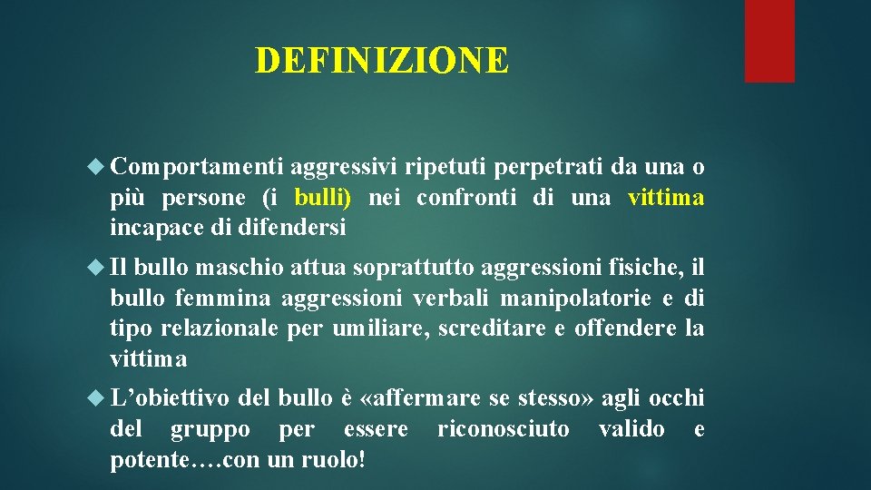 DISTURBI DEL COMPORTAMENTO IL BULLISMO PROF MARIO G