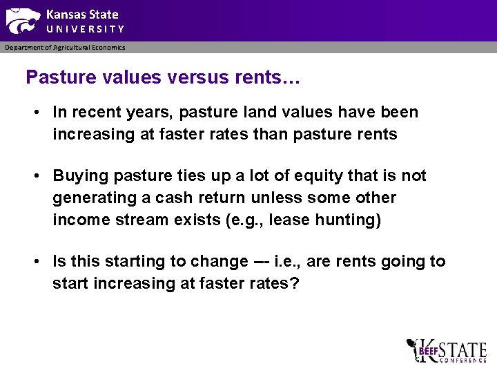 Kansas State UNIVERSITY Department of Agricultural Economics Pasture