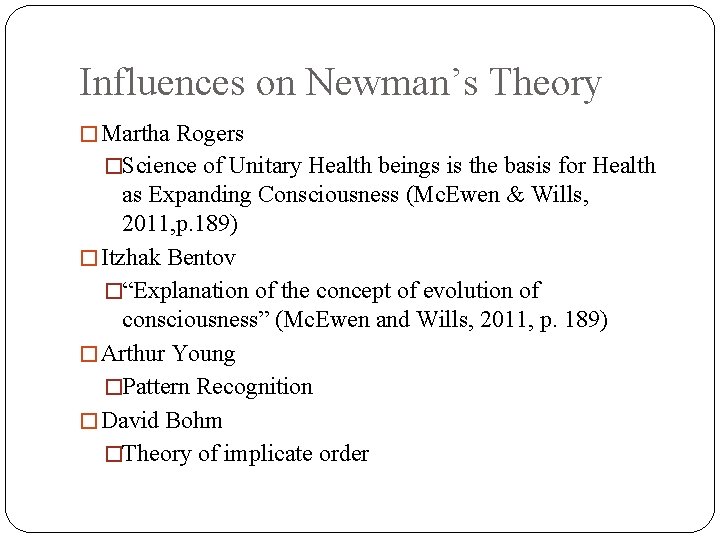 Nursing Theorists Watson Newman Lindsay Parker Kimberly Wright