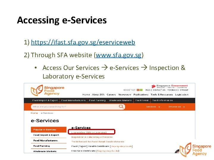 SFA eServices Guide for Food Import Inspections Booking