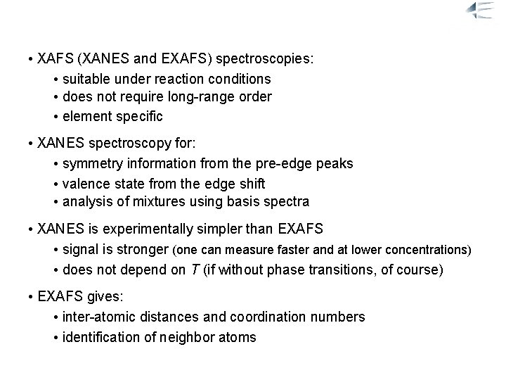 Introduction to Xray Absorption Spectroscopy an element sensitive
