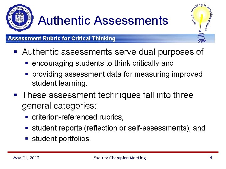 Assessment Rubric for Critical Thinking Scenario Writing for