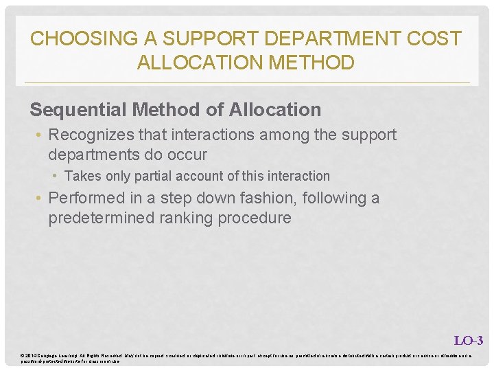 ALLOCATING COSTS OF SUPPORT DEPARTMENTS AND JOINT PRODUCTS
