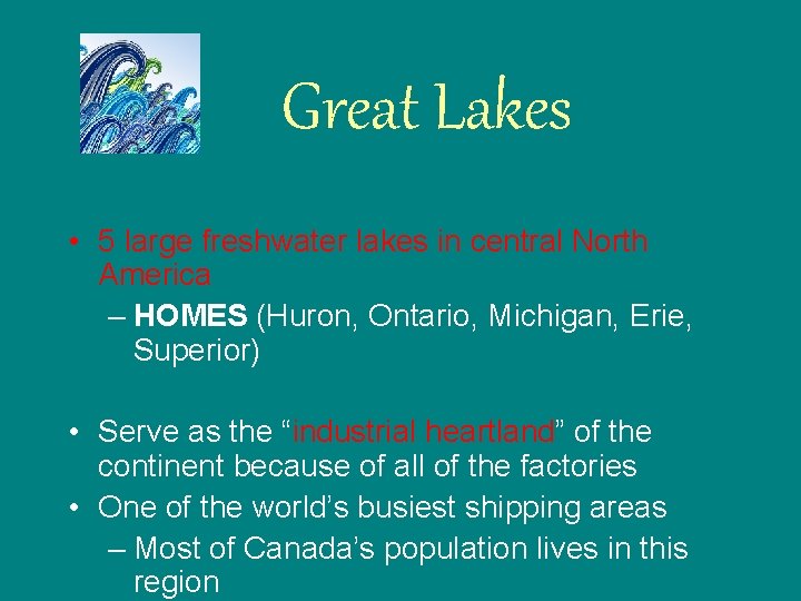 Physical Features of Canada Great Lakes 5 large