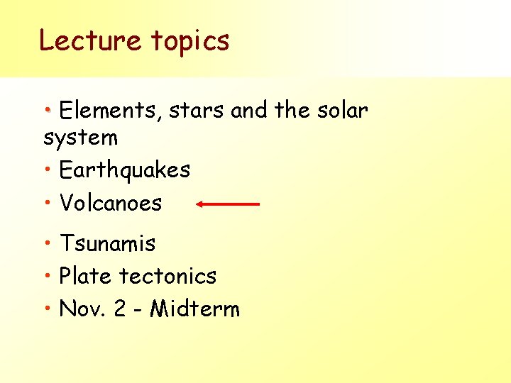 Lecture topics Elements stars and the solar system