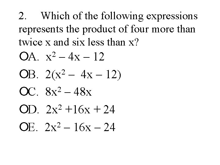 COMPASS Algebra Practice Test 3 This practice test