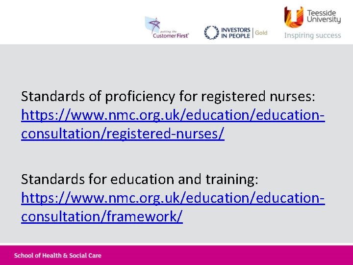 University of Teesside School of Health and Social