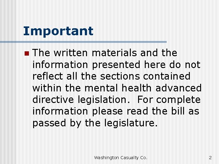 ENGROSSED SUBSTITUTE SENATE BILL 5223 Mental Health Advanced