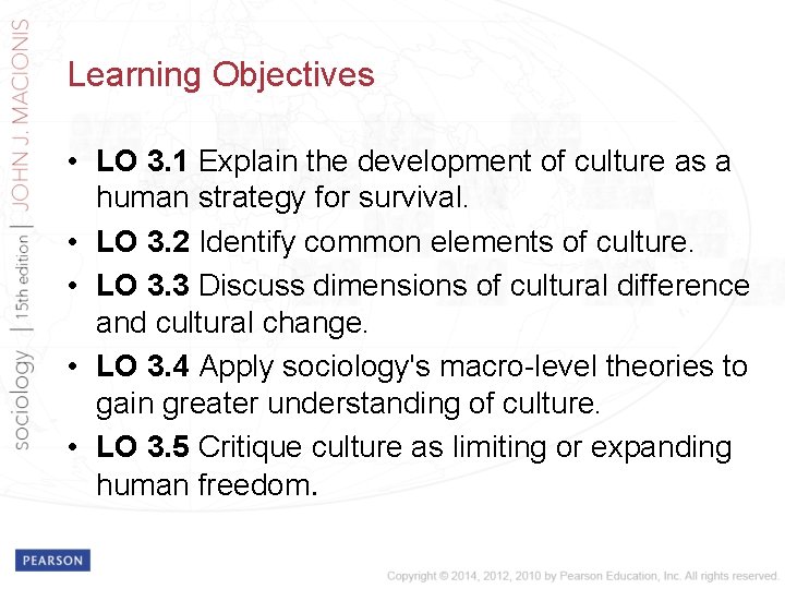 Chapter 3 CULTURE Learning Objectives LO 3 1