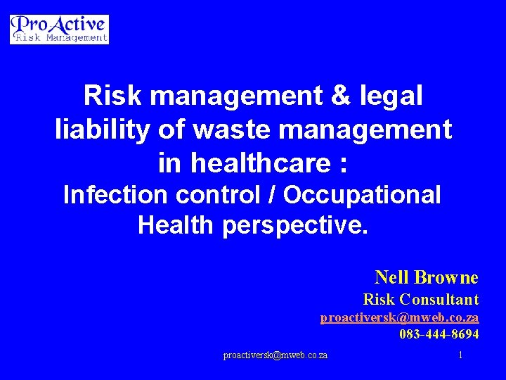 Risk management legal liability of waste management in