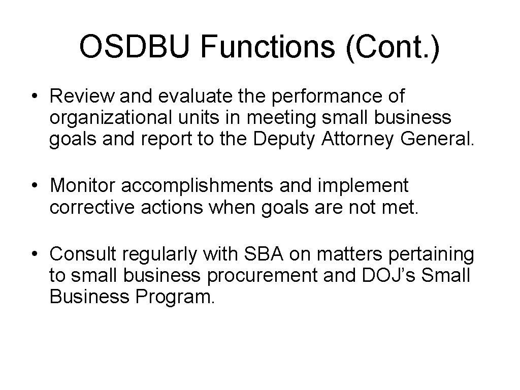 Overview of Small Business Programs at the U