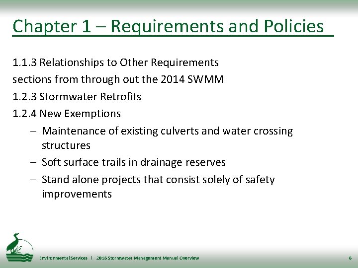 2016 Stormwater Management Manual Overview SWMM Team Ivy