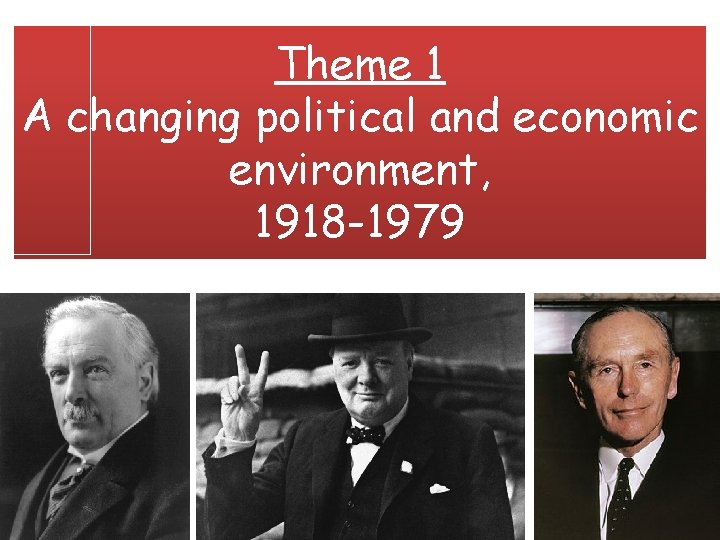 Theme 1 A changing political and economic environment