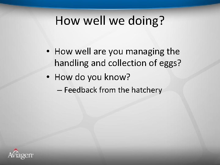 Egg Management From Nest to Incubator Glenn Bushell
