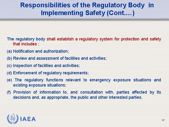 Fundamental Principles of Radiation Protection IAEA International Atomic