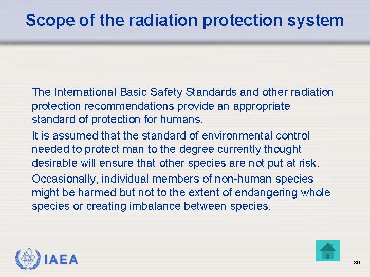 Fundamental Principles of Radiation Protection IAEA International Atomic