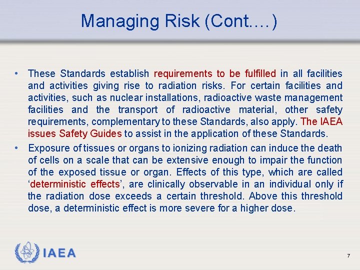 Fundamental Principles of Radiation Protection IAEA International Atomic