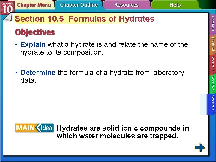 Section 10 5 Formulas of Hydrates Explain what