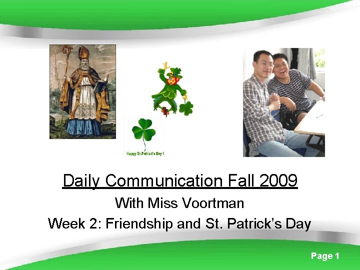 Daily Communication Fall 2009 With Miss Voortman Week