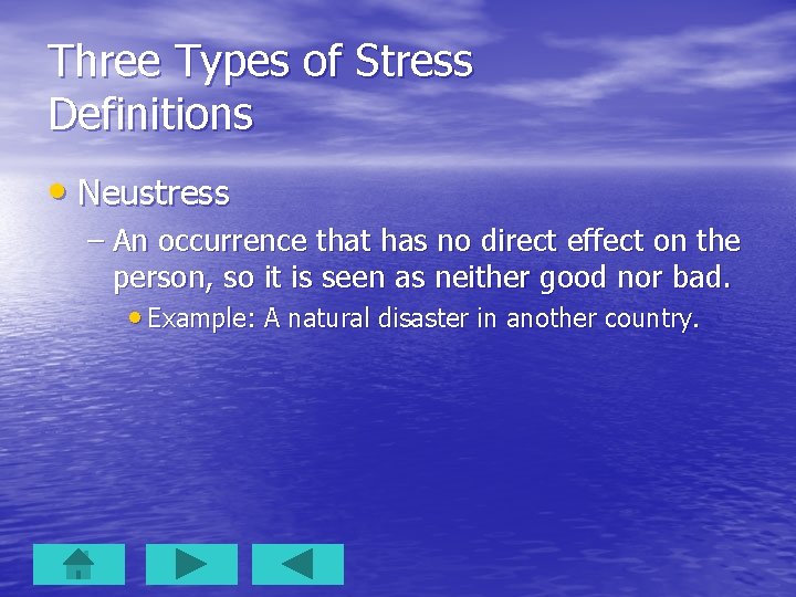 Stress Management for the Caregiver Lesson II Theory
